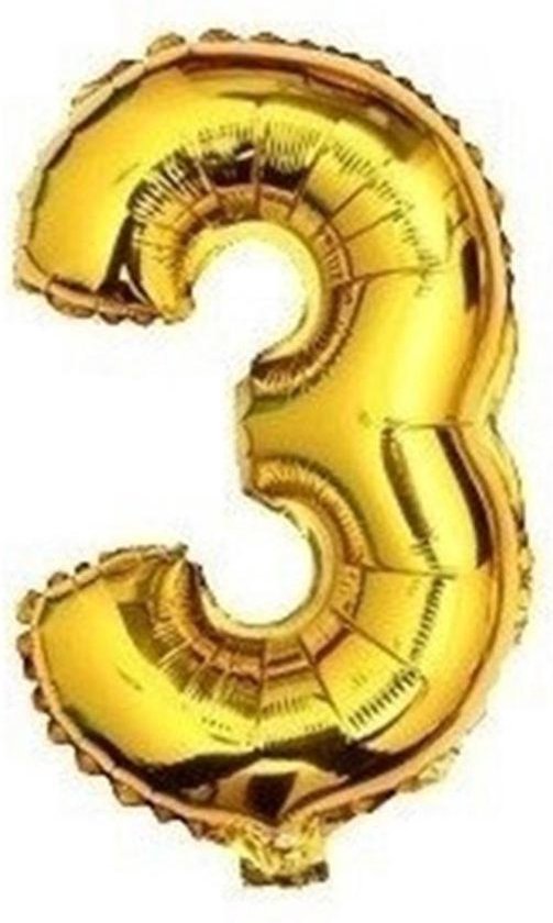 XL nummer 3 folie cijfer ballon goud 100cm / 40inch | nummerballon ...