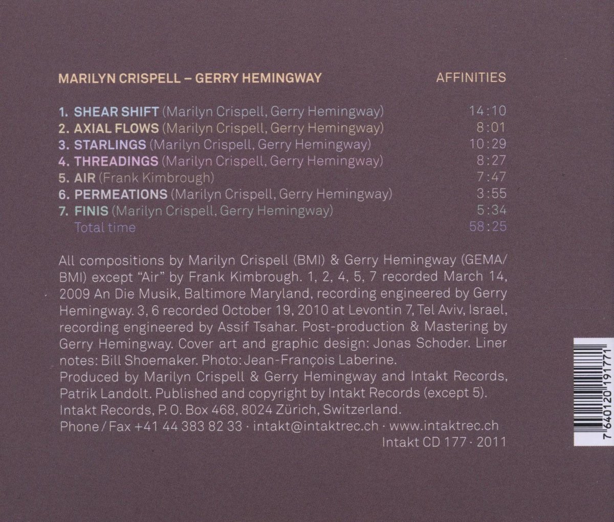 Marilyn Crispell - Gerry Hemingway - Affinities (CD), Gerry Hemingway | Muziek | bol