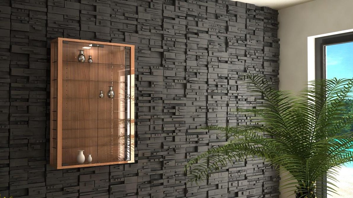 Vitrinekast wandvitrine Vitrosa Mini donkerbruin noten kleur | bol.com