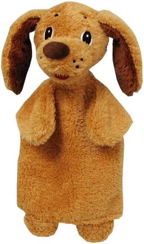 poppenkastpop Leuke handpop bruine pluche hond 28cm | bol