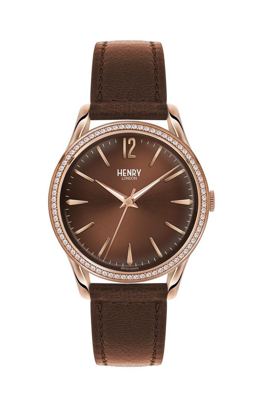 Henry London Harrow HL39-SS-0052 - Horloge - Dames - 39mm - Leer ...