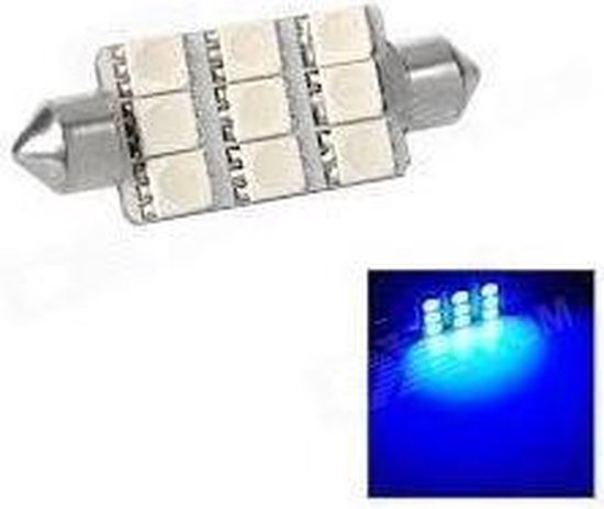Blauwe Dome Auto Interieur Lamp 9 LED C5W SMD 44mm | bol