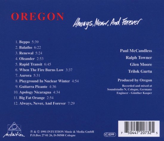 Always, Never, And Forever, Oregon | CD (album) | Muziek | bol