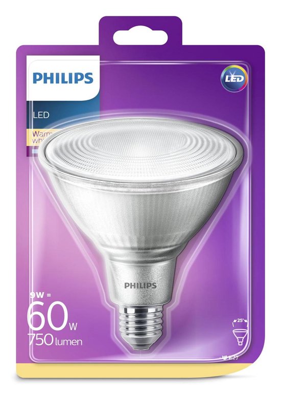 Philips CLA LED Reflectorlamp E27 Fitting - 9W - PAR38 - 25D - 122x134 ...