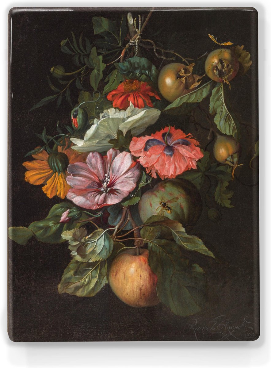 Festoen van vruchten en bloemen hangend aan een spijker - Rachel Ruysch ...