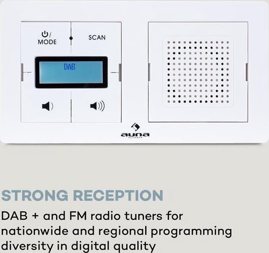 auna DigiPlug UP inbouwradio - DAB+/FM tuner - Bluetooth - LC-display - Verticale en... | bol.com