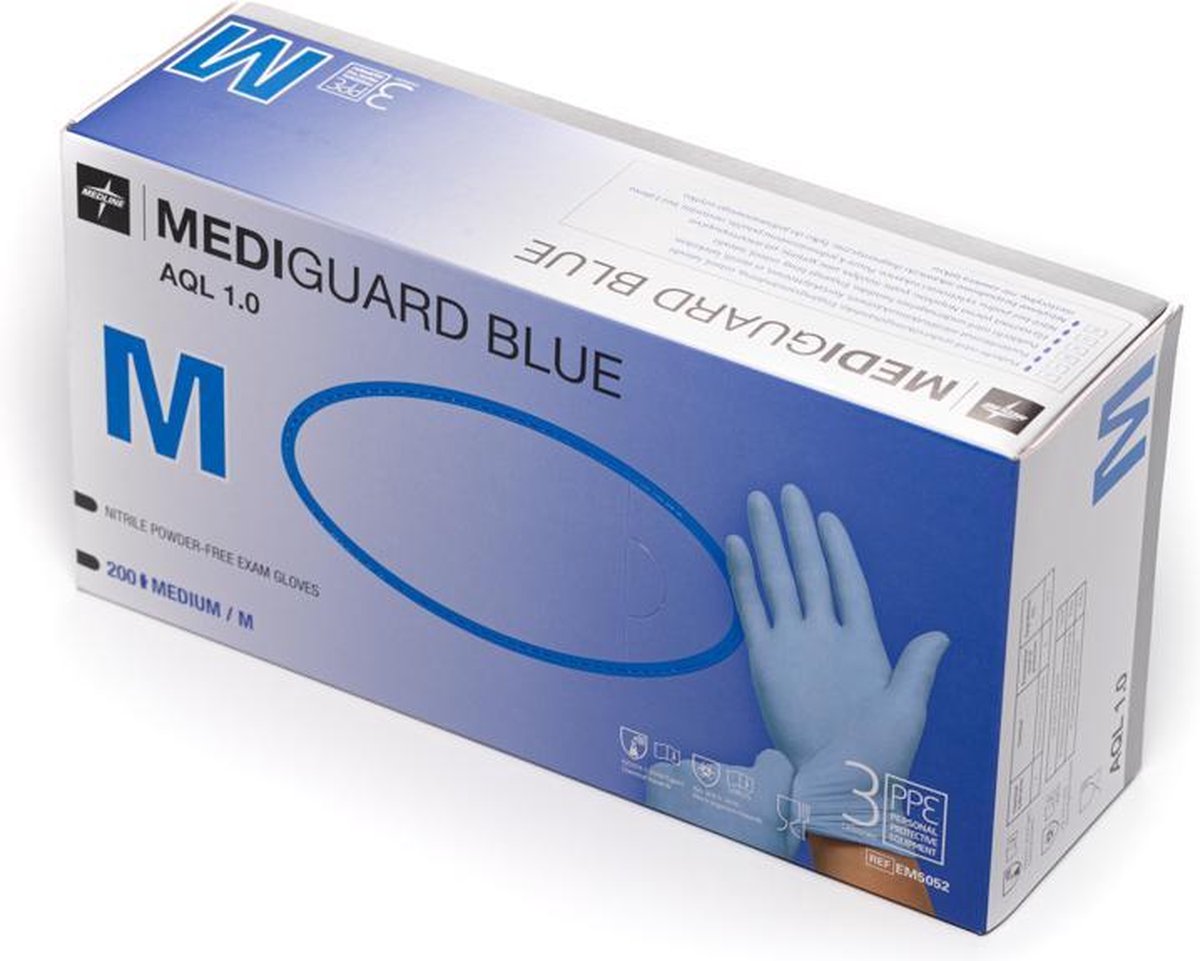 Medline Mediguard Nitril handschoenen blauw maat M 200 stuks - Gloves ...
