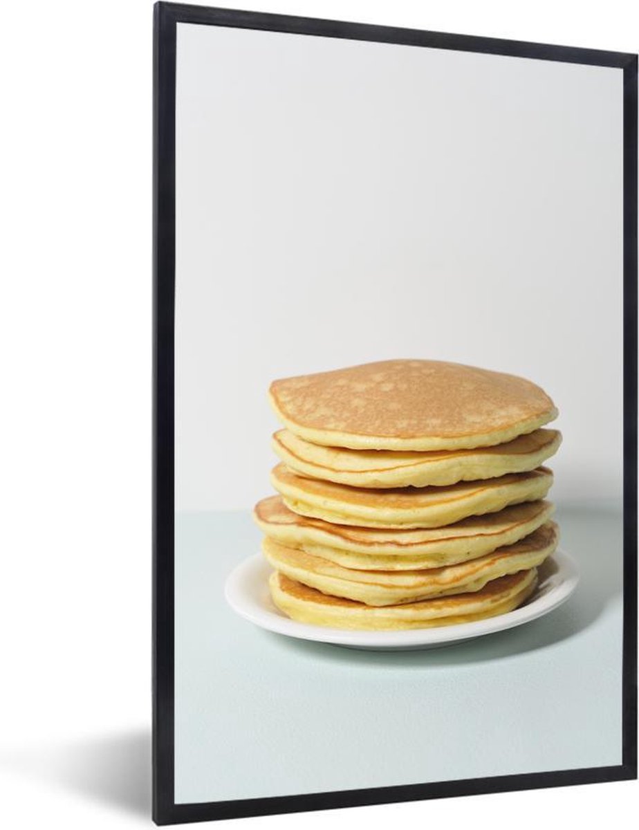 Fotolijst incl. Poster - Een toren van pannenkoeken op een zeer bordje ...