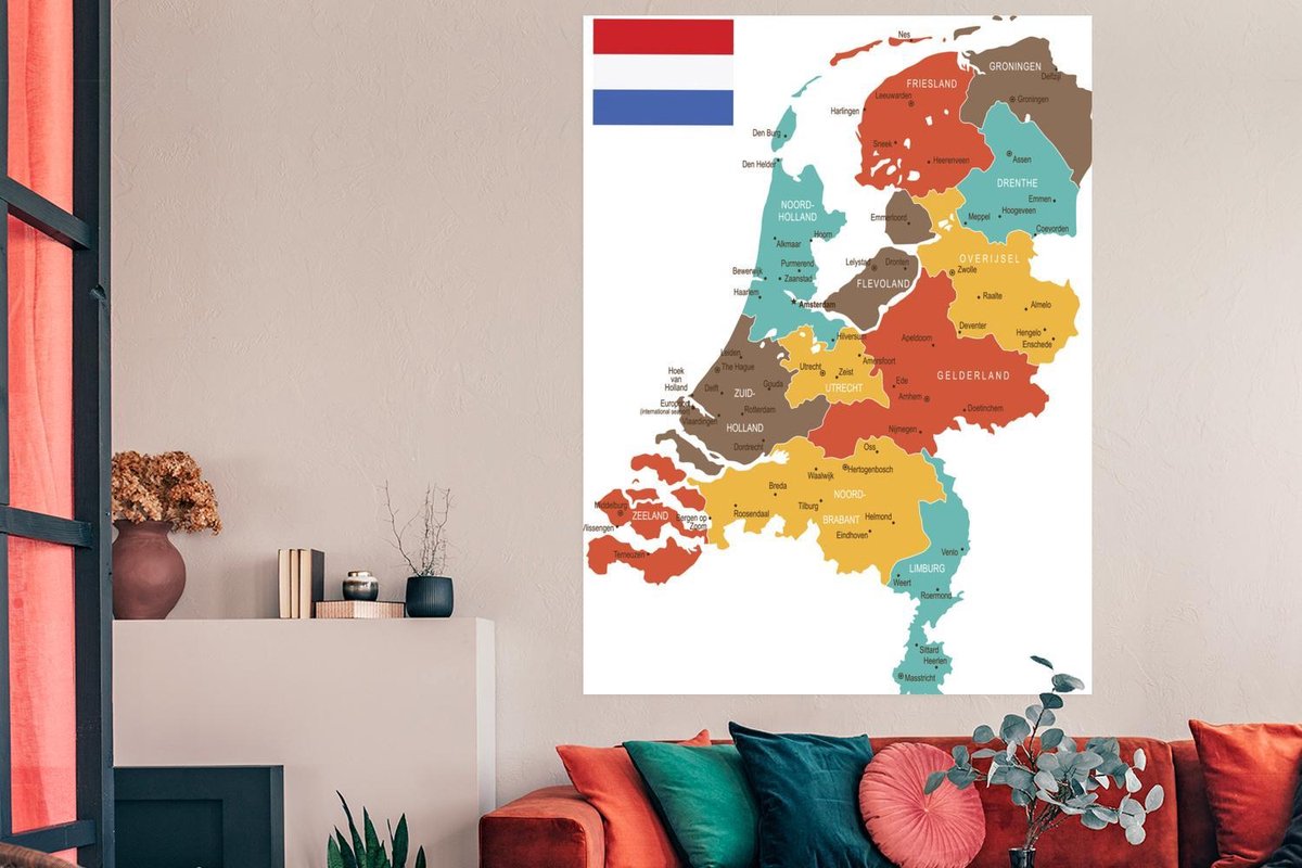 Poster tekening van Nederland - 120x160 cm XXL | bol.com