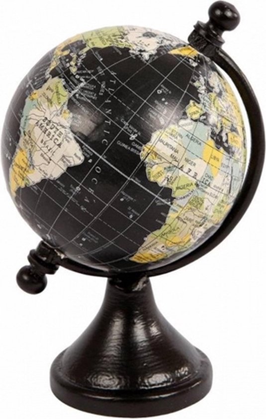 Van Manen Mini wereldbol 12 x 7,5 cm zwart | bol