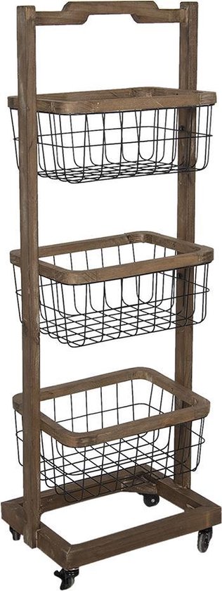 Clayre & Eef Mandenrek 40*29*117 cm Bruin Ijzer Rechthoek Keukenrek Rek ...