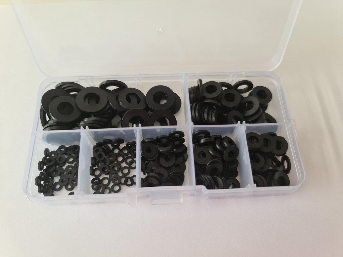 350-delige Assortiment Nylon Afsluitringen- Sluitringen - Zwart | bol