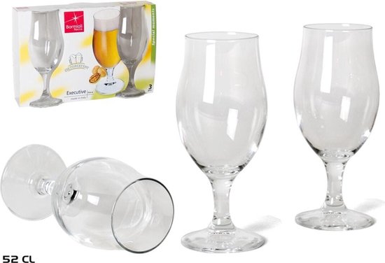 Bormioli Bierglazen - 3x stuks - speciaalbier glazen - op voet - 520 ml - 20 cm -... | bol