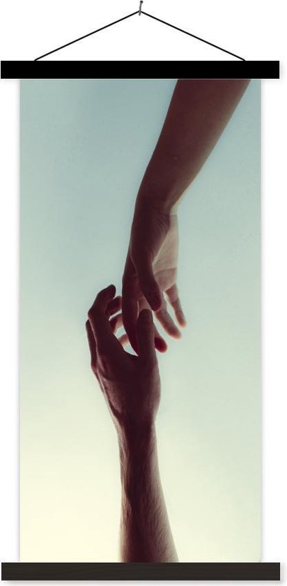 Posterhanger incl. Poster - Schoolplaat - Handen rijken naar elkaar ...