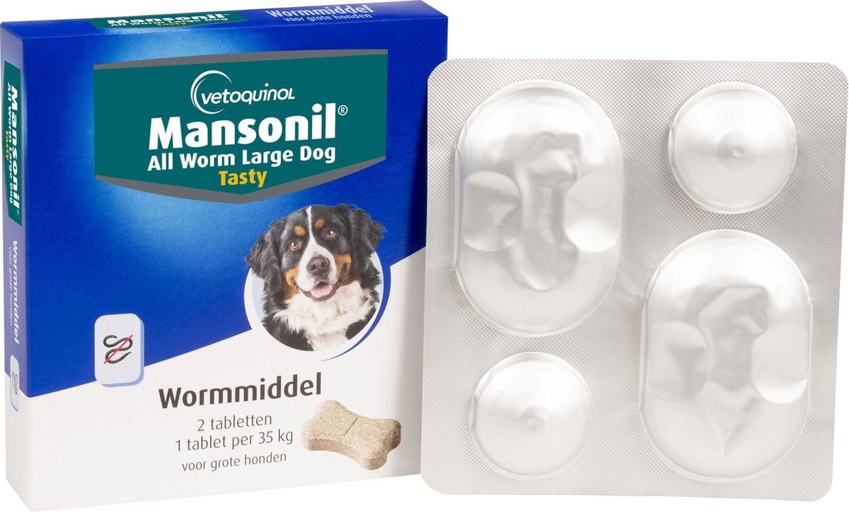 Mansonil All Worm Tasty Ontworming Tabletten Hond 2 tabletten | bol.com