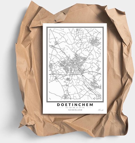 Poster Stad Doetinchem A4 - 21 x 30 cm (Exclusief Lijst) Citymap ...