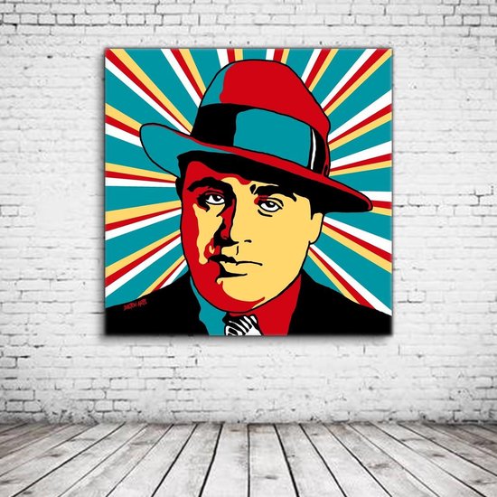 Pop Art Al Capone Canvas - 80 x 80 cm - Canvasprint - Op dennenhouten ...