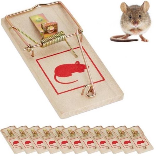Traditionele Houten Muizenvallen Set - 12 Stuks - Ongediertebestrijding ...