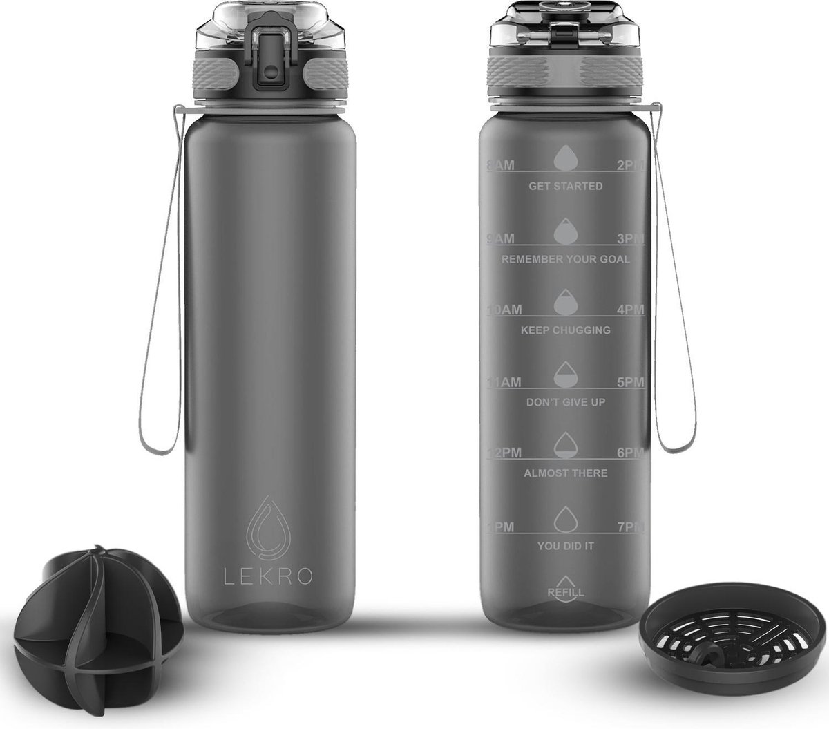 Lekro Waterfles met Tijdmarkeringen - Motivatie Waterfles met ...