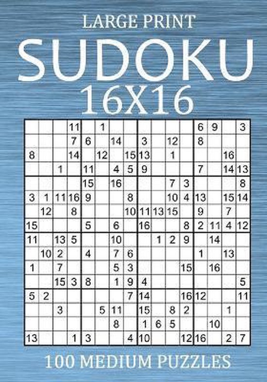 Large Print Sudoku Variants- Large Print Sudoku 16x16 - 100 Medium ...