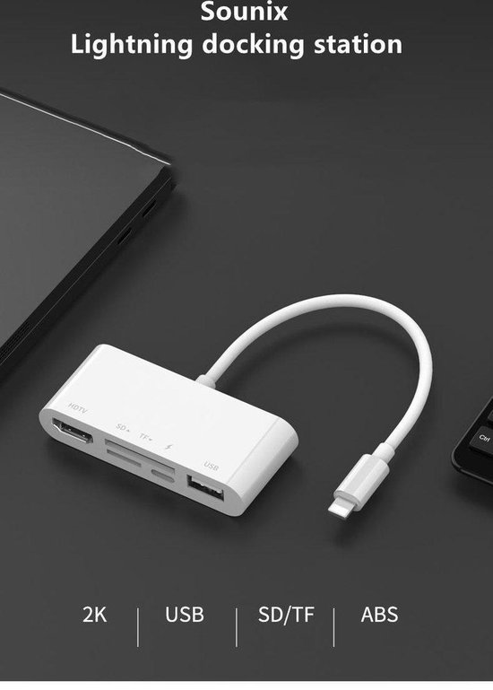 Sounix Lightning docking station voor Apple-HDMI 2K@60Hz- SD/TF - USB | bol