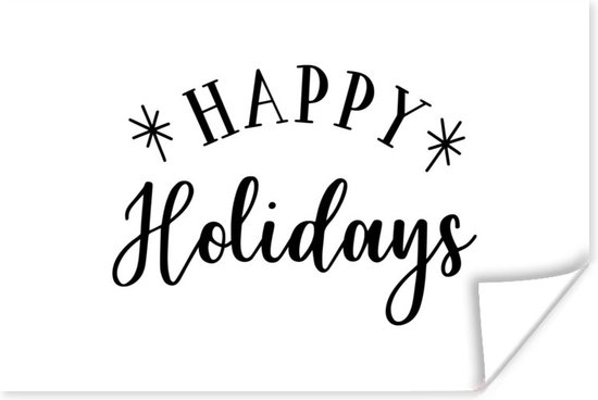Poster Quote Happy Holidays wanddecoratie feestdagen zwart-wit ...