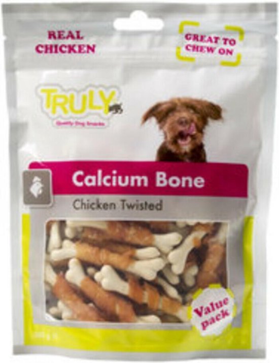 15x Truly Hondensnack Calcium Bone Chicken Twisted 90 gr | bol
