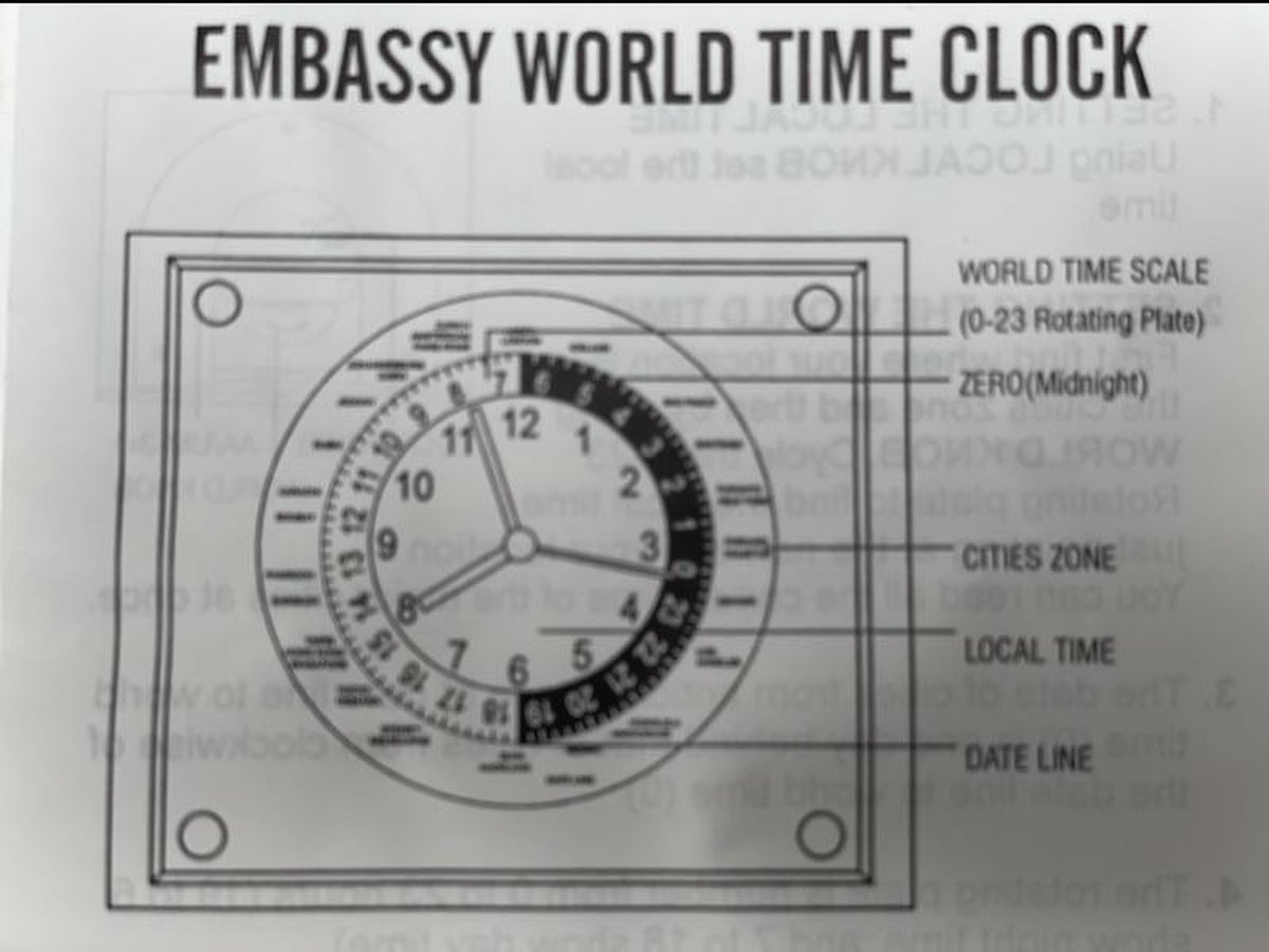 Embassy Bruin Houten WereldKlok - World Time Clock - All Timezones ...