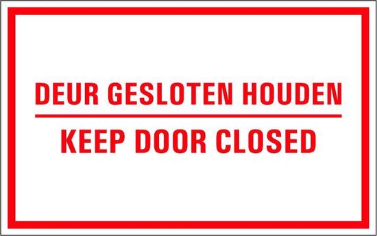 Deur gesloten houden tekstbord - kunststof - NL & ENG 200 x 125 mm ...