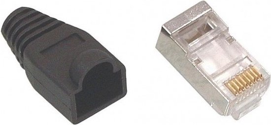 RJ45 Stekkers met Zwarte Tules - CAT5 en CAT6 - 8P8C - STP - 50 stuks | bol