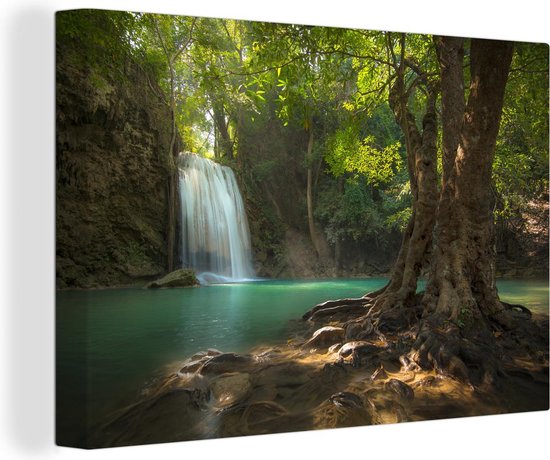 Canvas schilderij 140x90 cm - Wanddecoratie Een tropische boom in het Thaise Nationaal... | bol