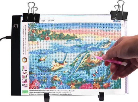 Lichtbord A4 Diamond Painting met standaard - 3 dimstanden - Tekenbord ...