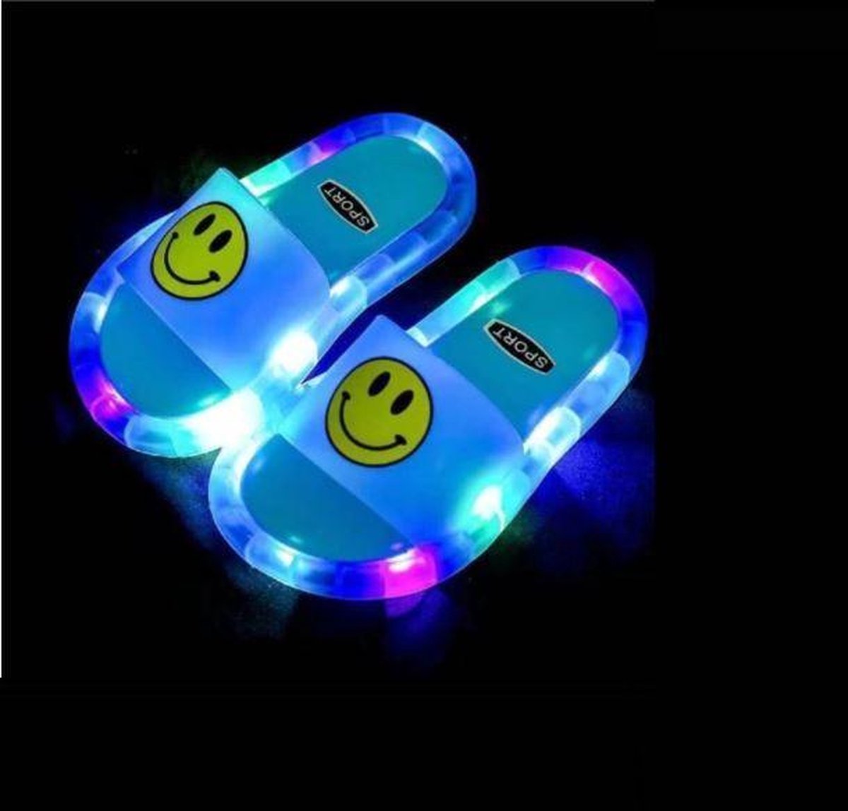 Lichtgevende LED Slippers Smiley - Blauw - Maat 24/25 | bol.com