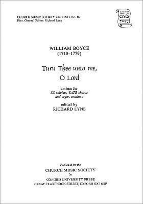 Turn Thee unto me, O Lord, William Boyce, Richard Lyne | 9780193953307 ...