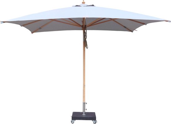 INOWA Relax Parasol - Ø 250 cm - Lichtgrijs - Vierkant - Houten frame ...