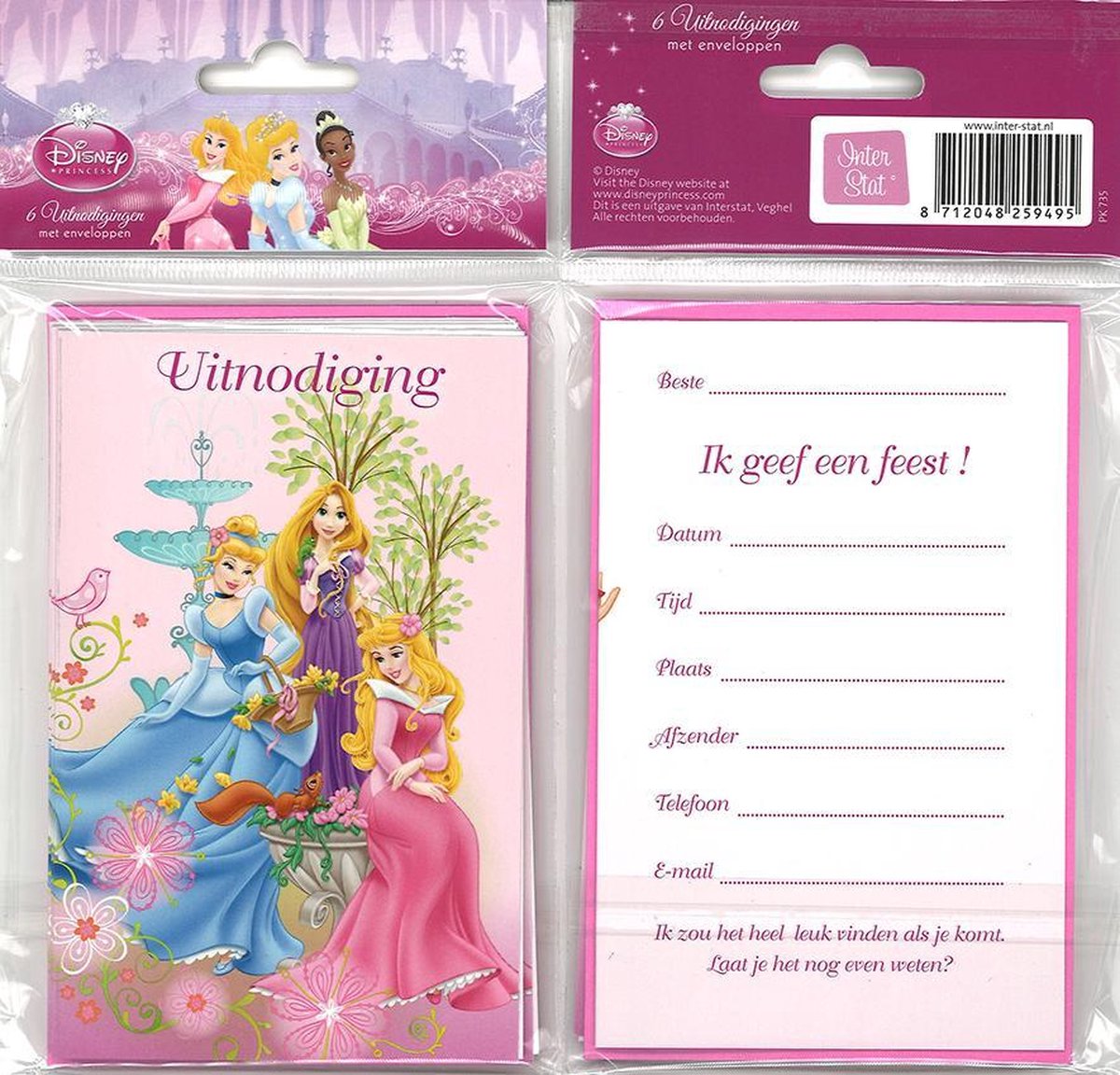 Interstat - Uitnodigingskaart - Prinsessen - 6st. | bol