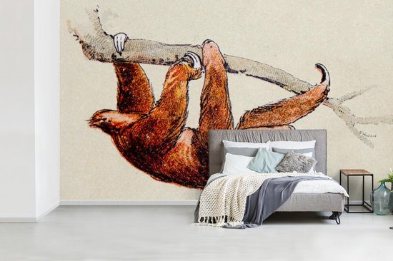 Behang - Fotobehang een drietenige luiaard - Breedte 400 cm x hoogte ...
