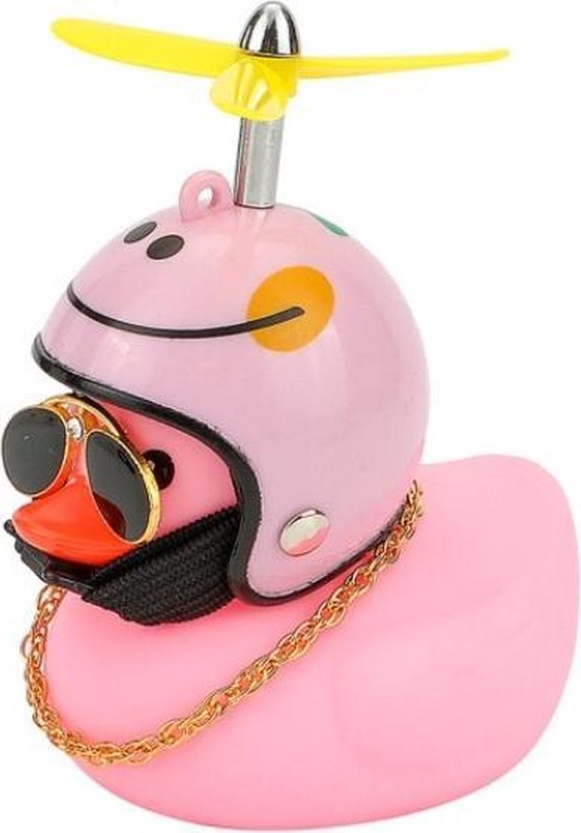 Lucky Duck - Lucky nr 8 - Stoere Eend met helm, zonnebril en ketting ...
