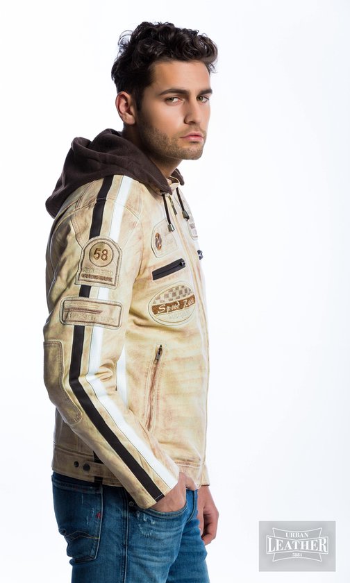 Urban 5884® - Fifty Eight - Heren Motorjas - Lams Leer- Beige ...