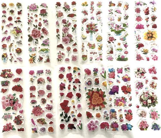 225 + Stickers Bloemen - 12 Stickervellen Bloemen - Verschillende Sets ...