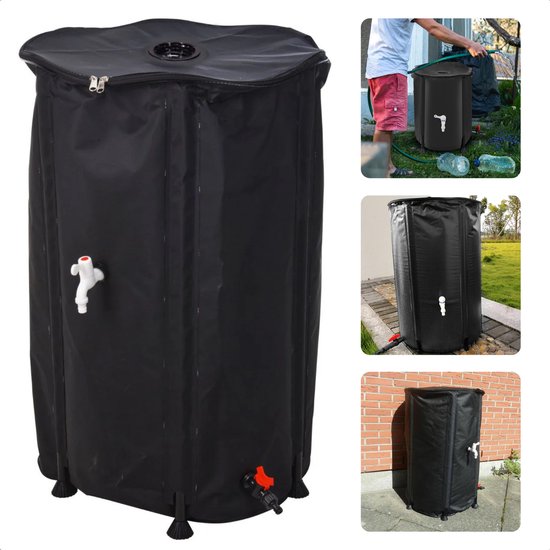 Opvouwbare Regenton 500 Liter - Grote Tuinwatertank met Tapkraan en ...