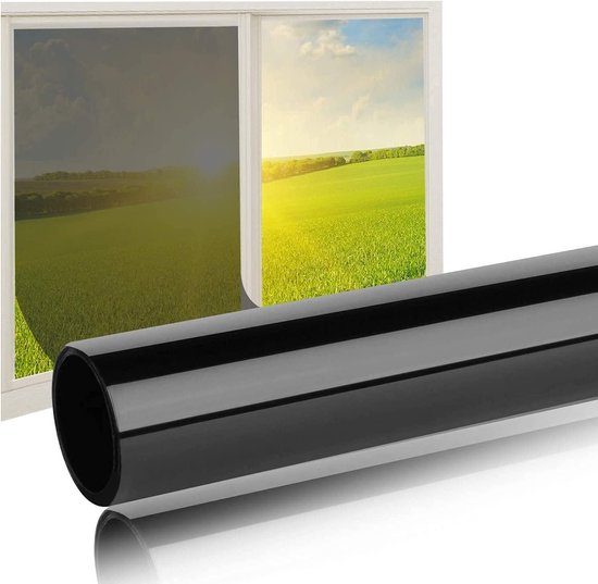 Inkijkbescherming raamfolie spiegelfolie zwart transparant 118 x 200 cm ...