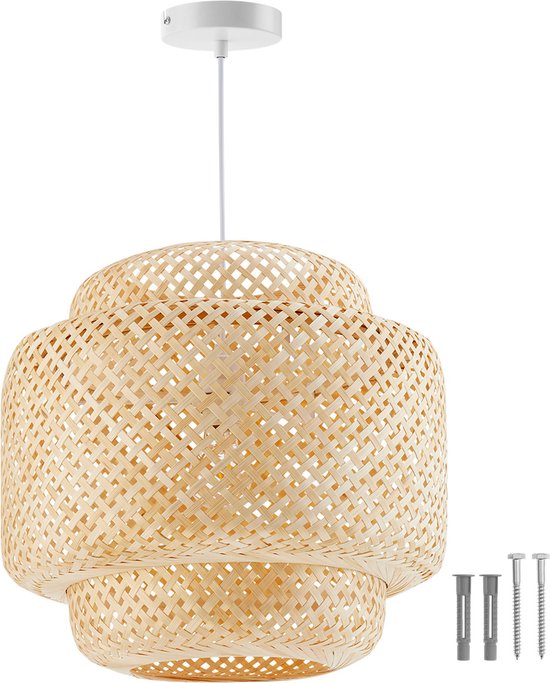 tectake® Plafondlamp Bamboe - Boho Lamp - Plafondlamp voor Woonkamer ...