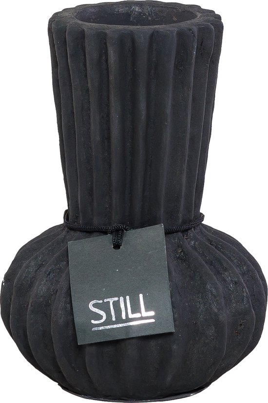 STILL - Kleine Flesvaas - Lijnen - Black Series - Zwart - 14 x 10 cm | bol