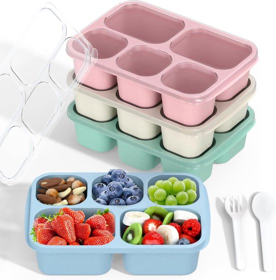 Bento Snack Boxes 4 Compartments - Reusable Meal Prep Containers ...