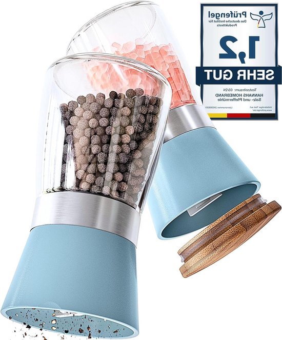 Robuuste zoutmolen met keramisch maalwerk voor grof zout - set van 2 ...