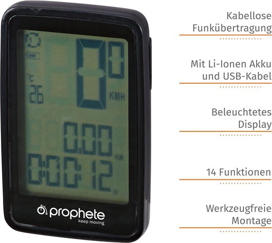 14-functies fietscomputer met radio-overdracht en ...