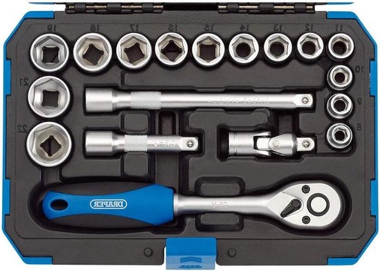 18-delige metrische doppenset met ratel gereedschap en koffer - 3/8 ...