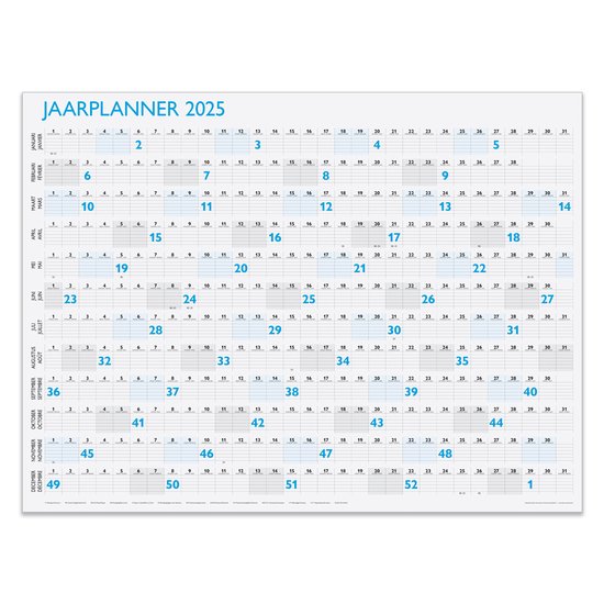 Jaarplanner Kalender 2025 - Wandkalender - 80x60cm - Inclusief Feestdagen - Liggend -... | bol