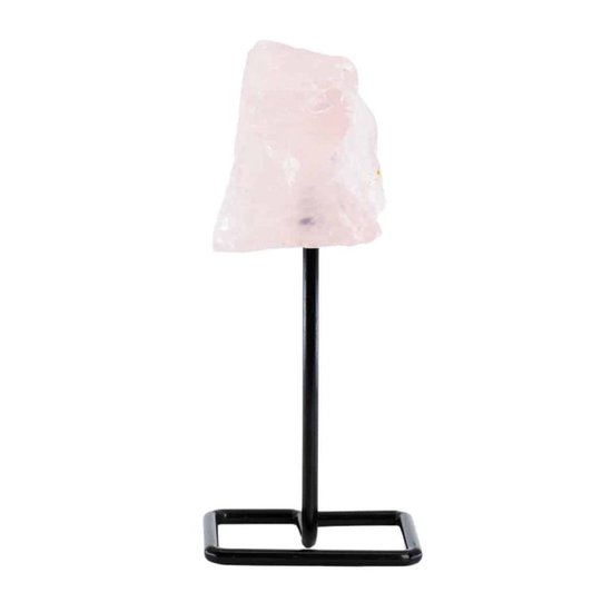 Ruwe Edelsteen Rozenkwarts op Metalen Standaard voor Liefde (12 cm) | bol